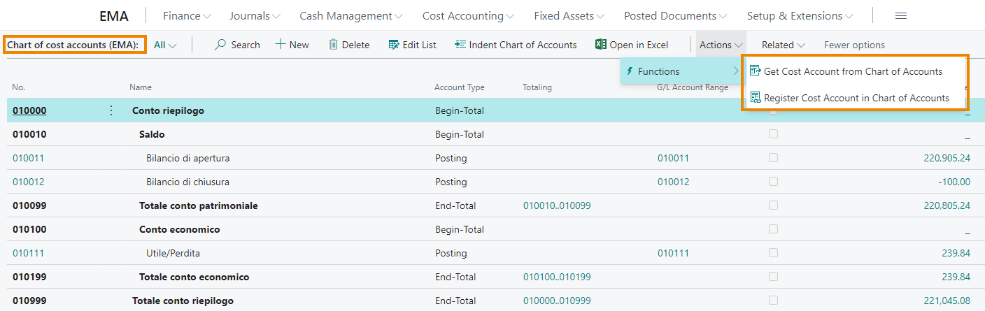 Contabilità analitica | EOS Docs